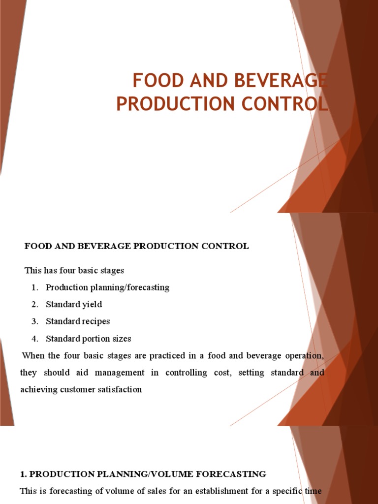 Food & Beverage Control | PDF | Meal | Menu