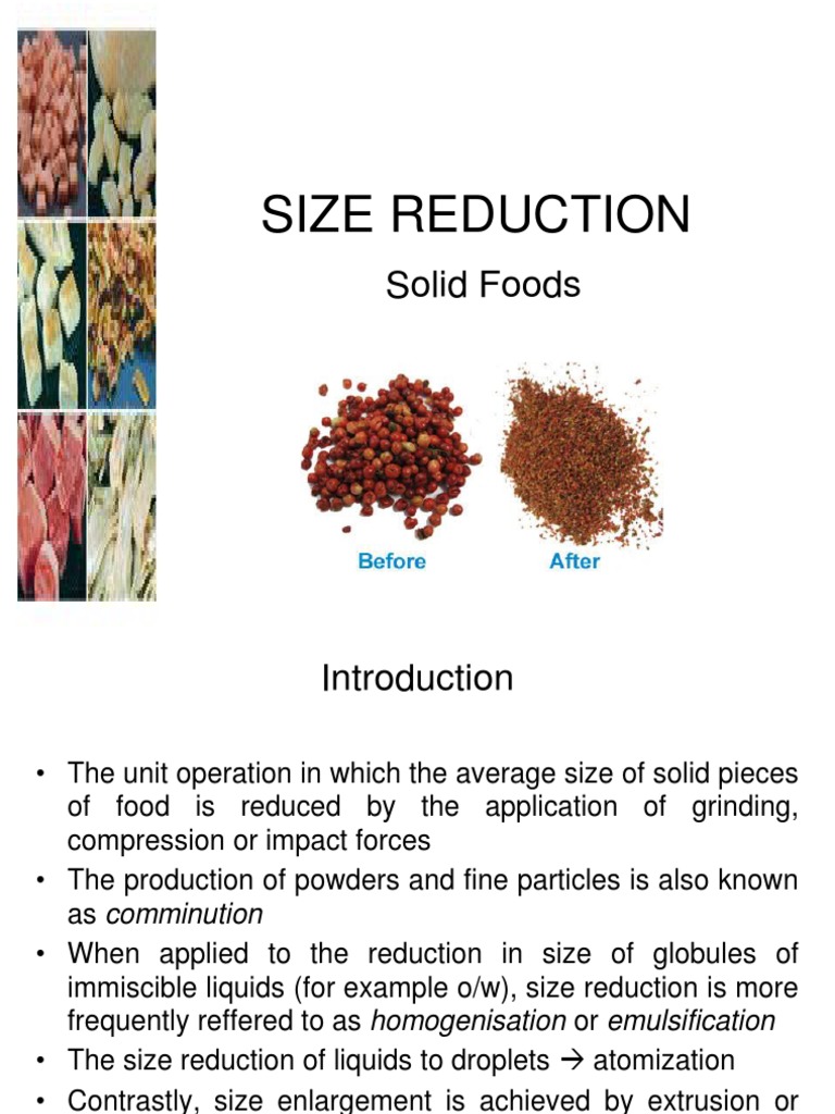 Size Reduction Methods and Their Importance in Food Processing | PDF ...