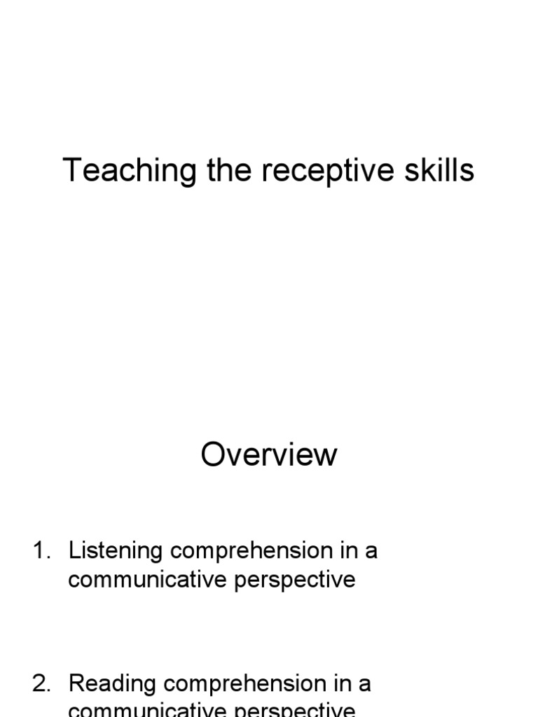 Teaching The Receptive Skills | PDF | Schema (Psychology) | Reading ...