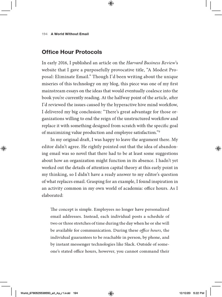 Excerpt From Cal Newport's New Book, "A World Without Email ...