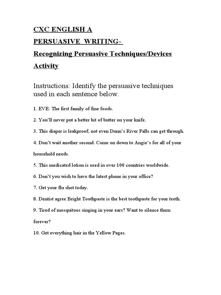 Identifying Persuasive Techniques in Advertising Slogans and Taglines | PDF