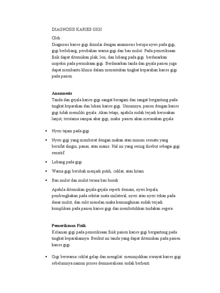 Diagnosis Karies Gigi | PDF | Kesehatan Holistik