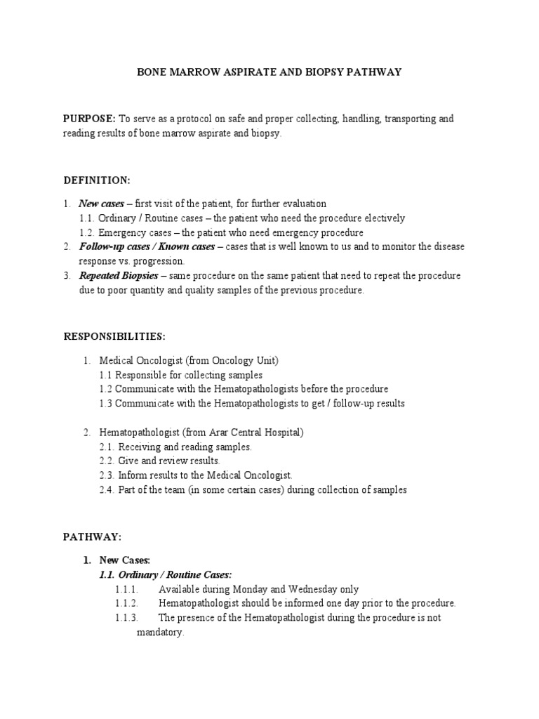 Bone Marrow Aspirate and Biopsy Pathway | PDF | Medical Specialties ...