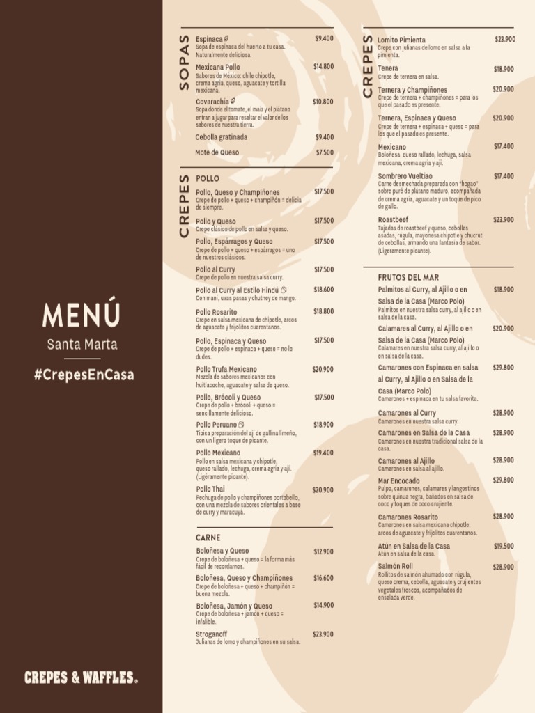 Menú de Crepes y Sopas en Santa Marta | PDF | pesto | ensalada