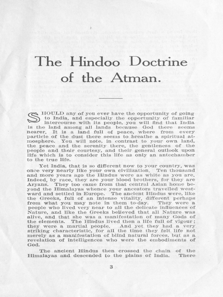 The Hindu Doctrine of The Atman | PDF | Ātman (Hinduism) | God