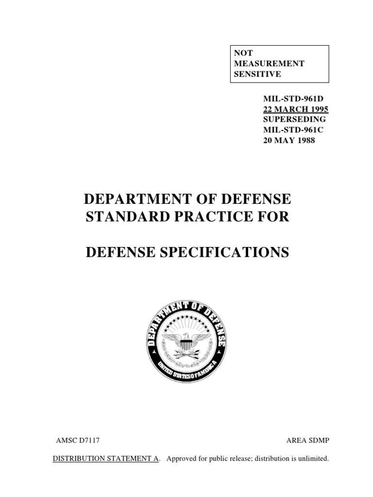 MIL-STD-961-D (Specification) | PDF | Specification (Technical Standard ...