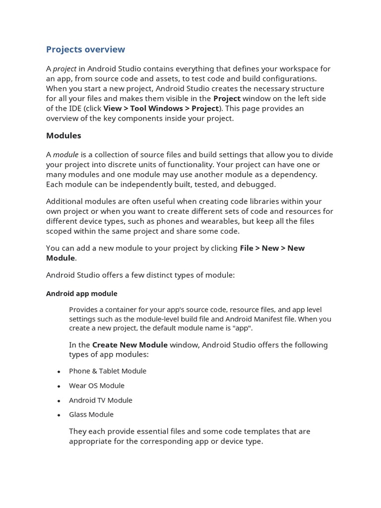 Projects Overview: Modules | PDF | Android (Operating System) | Modular ...
