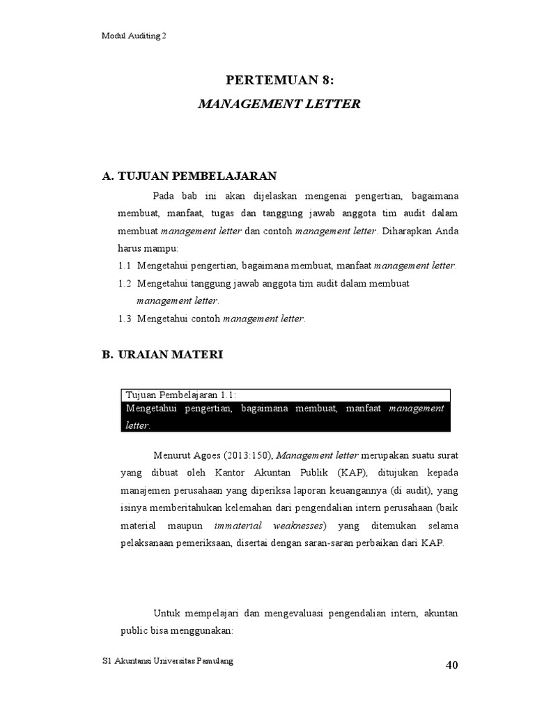 Pertemuan Ke-8 - Management Letter | PDF