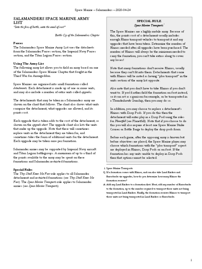 Netea Space Marine Salamanders 2020 04 24 | PDF | Warfare | Military ...