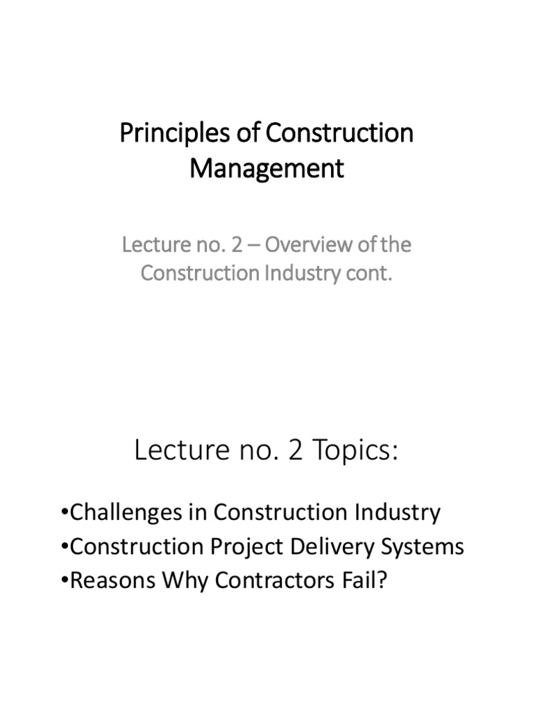 Principles of Construction Management Lesson 2 | Download Free PDF ...