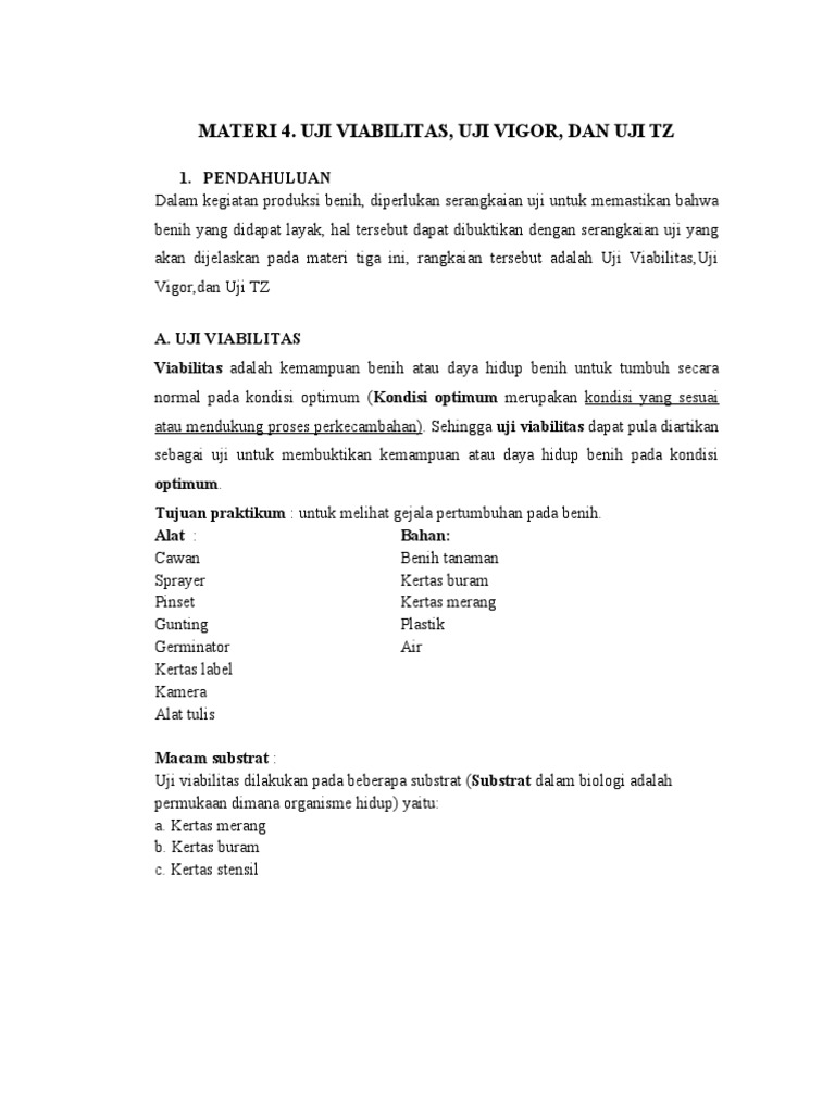 810 - Materi 4. Viabilitas Dan Vigor Benih | PDF