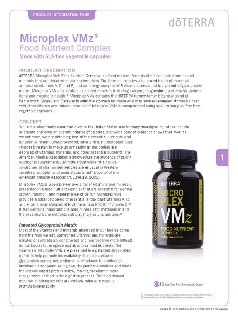 Doterra Microplex VMZ | PDF | Vitamin | Nutrients