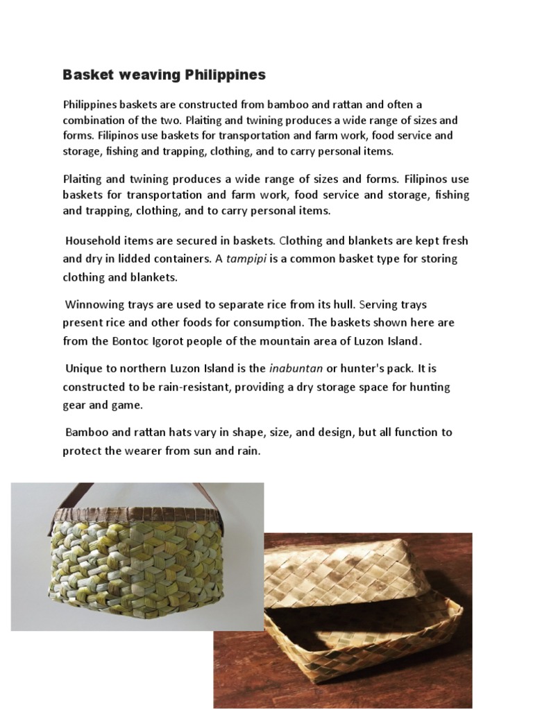 Philippine Basket Weaving Techniques | PDF