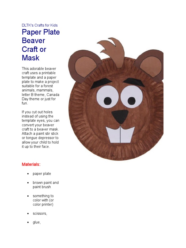 Beaver Mask Craft Template | PDF | Nature