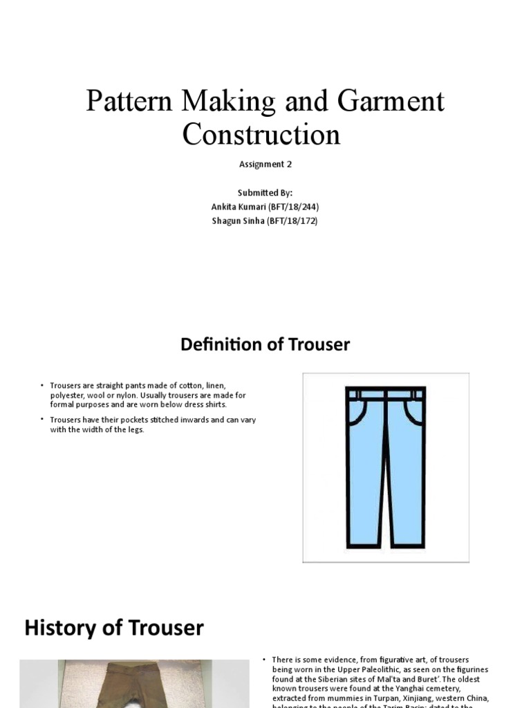 Pattern Making and Garment Construction: Assignment 2 Submitted By ...