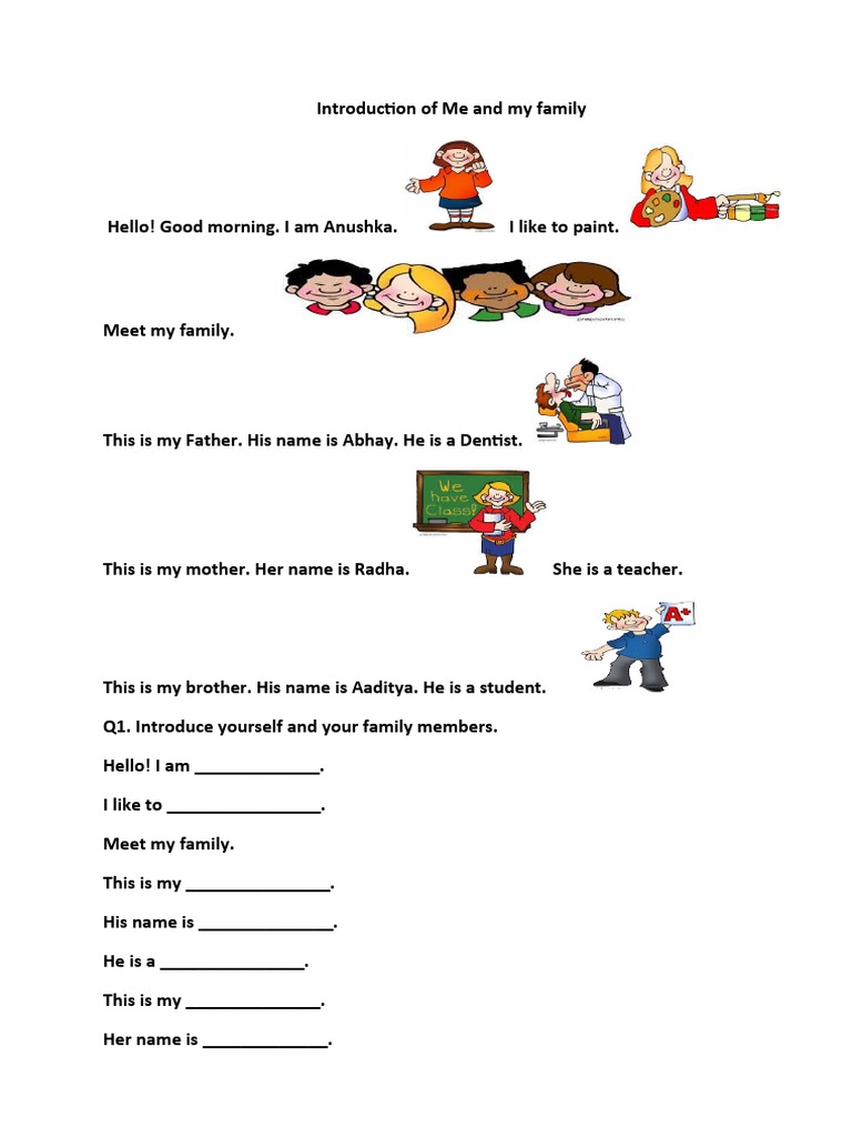Self Introduction for Grade 1 Students | PDF | Self-Improvement