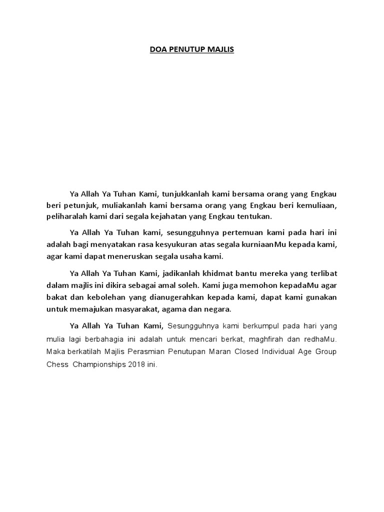 Doa Penutup Majlis | PDF