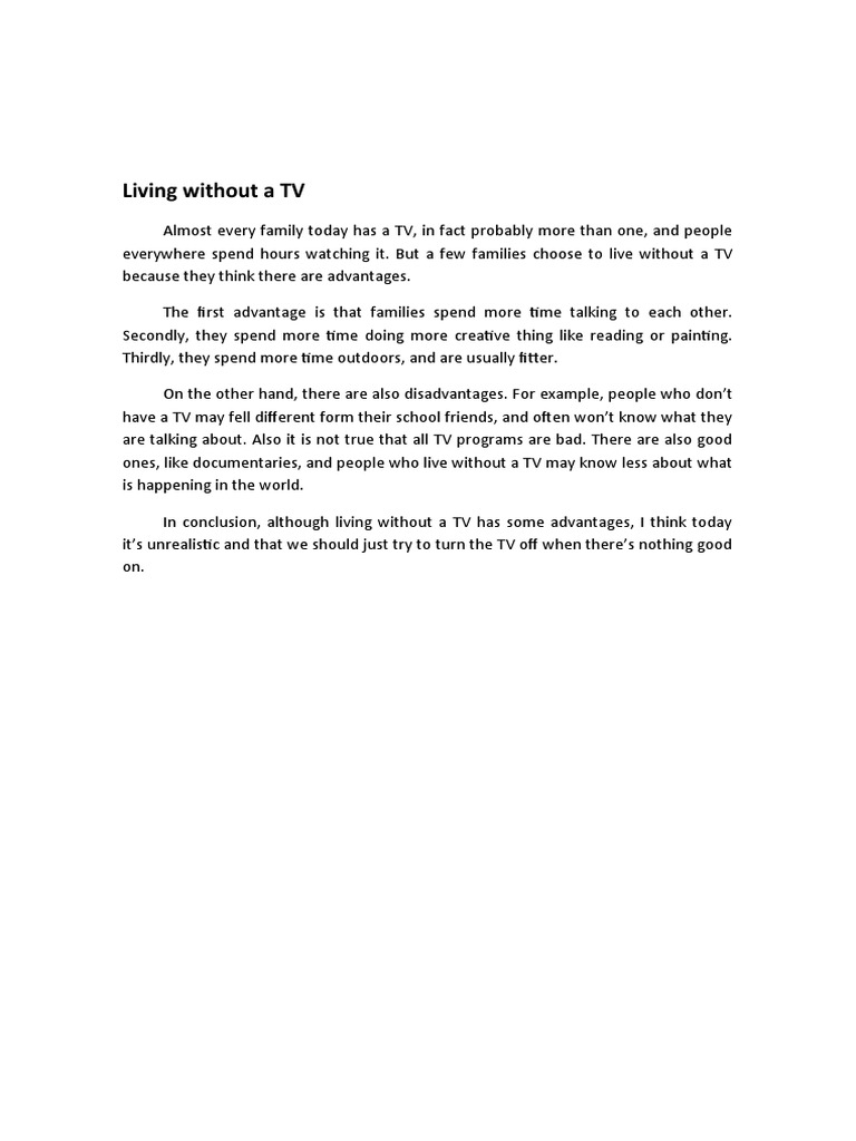 Pros and Cons of Living TV-Free | PDF | Wellness | Lifestyle