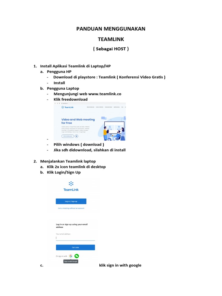 Panduan Menggunakan Teamlink Dan Sebagai Host | PDF