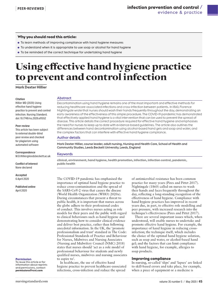 Using Effective Hand Hygiene Practice To Prevent and Control Infection ...