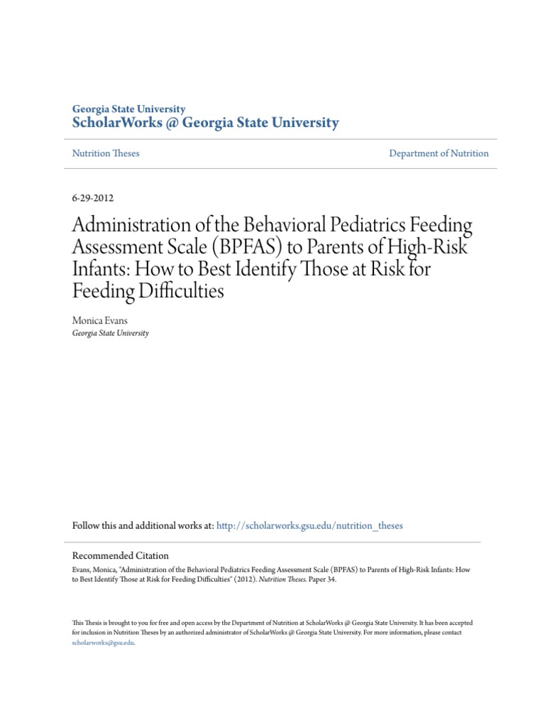 Feeding Risk in High-Risk Infants | PDF | Preterm Birth | Neonatal ...