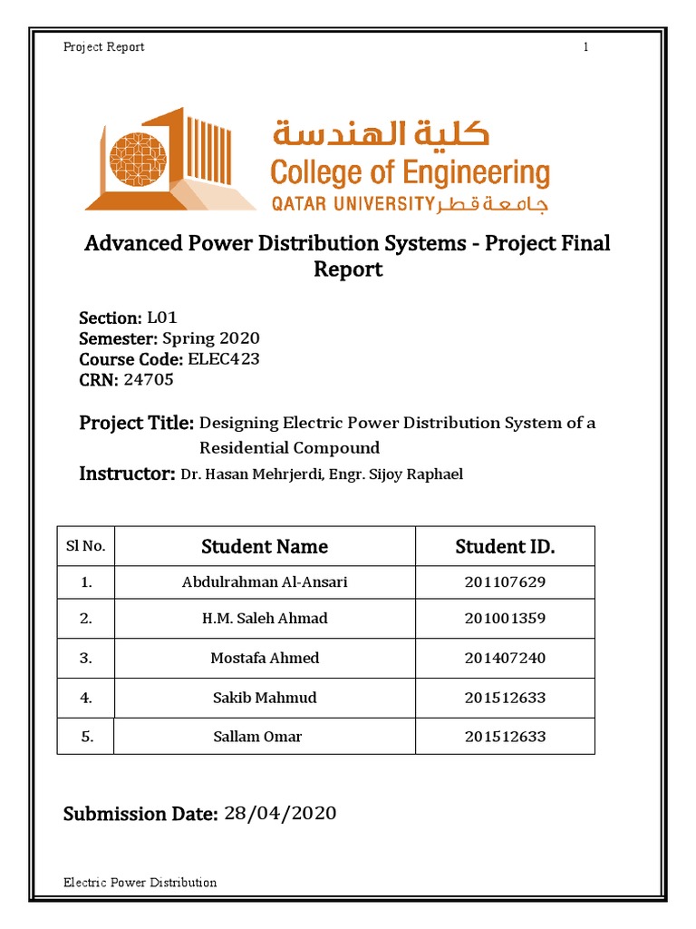 Electric Power Distribution Project Report | PDF | Electrical ...