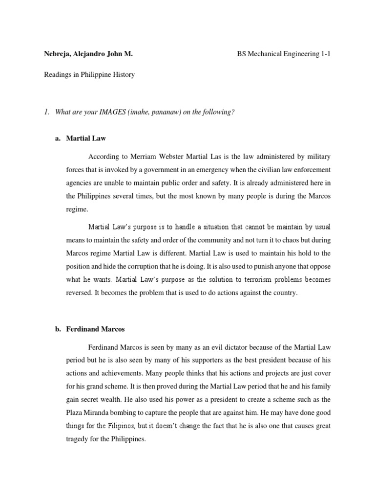 Assignment 6 RPH Alejandro Nebreja | PDF | Philippines | Corazon Aquino