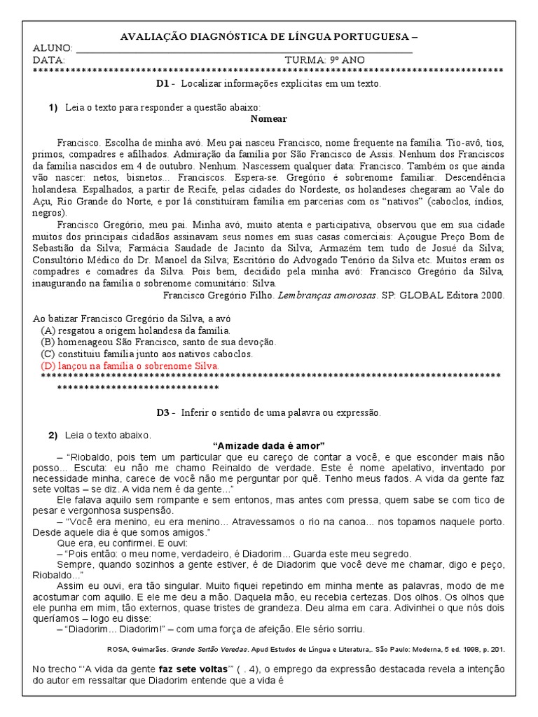 Simulado - D01, D03, D04, D06, D14 | PDF