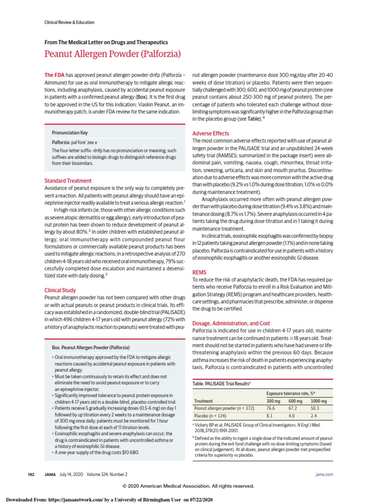 The Peanut Allergy-Palforzia | PDF | Immunology | Medical Treatments
