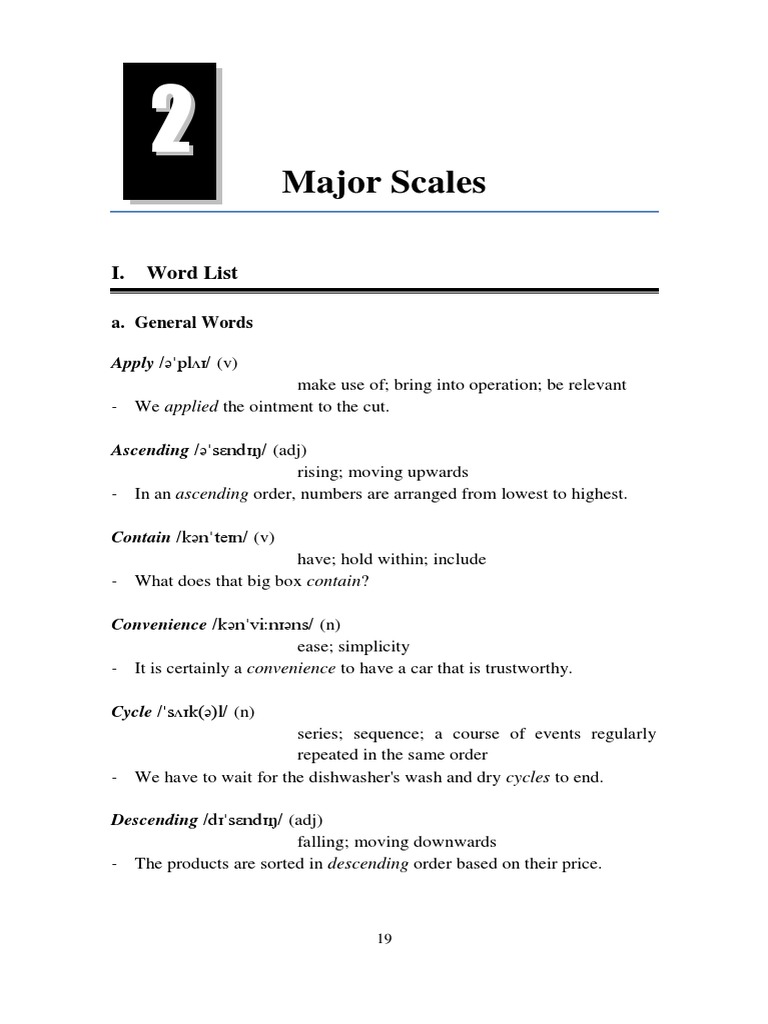 Major Scales: I. Word List | PDF | Scale (Music) | Interval (Music)
