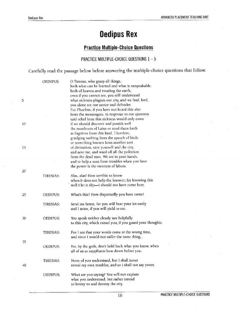 Oedipus MC Questions | PDF