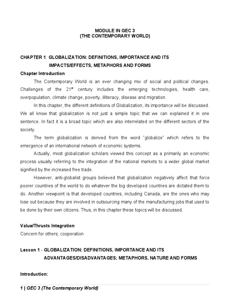 Module in Gec 3 | PDF | World Systems Theory | Globalization