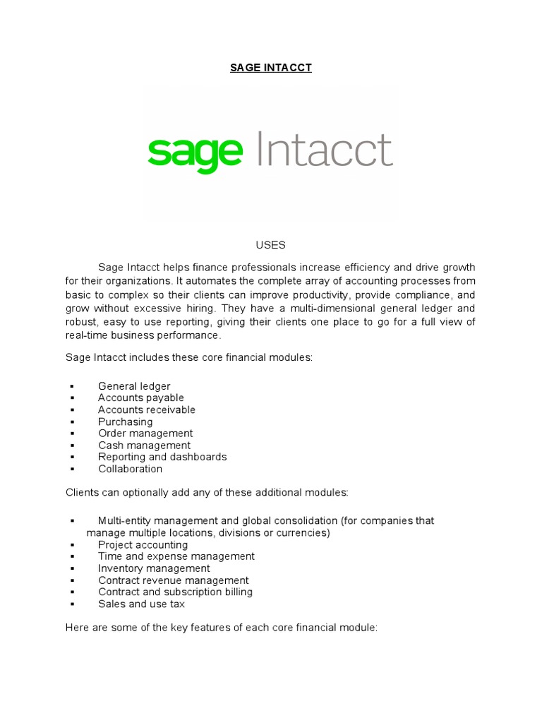 Sage Intacct, AccountEdge Pro | Download Free PDF | Accounts Payable ...