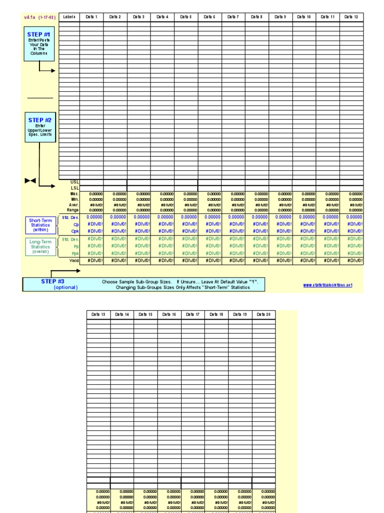 PPK and CPK Calculation Template | PDF | Home & Garden