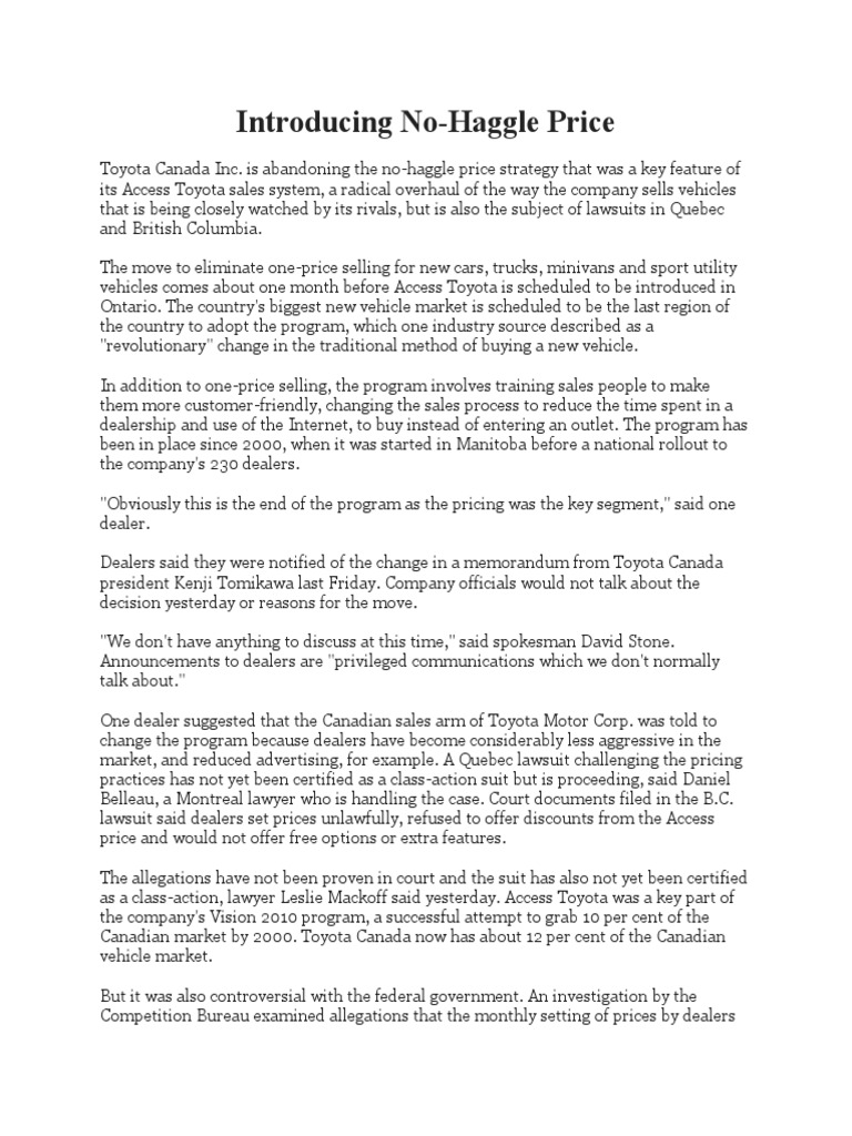 Introducing No-Haggle Price | PDF | Economies | Market (Economics)