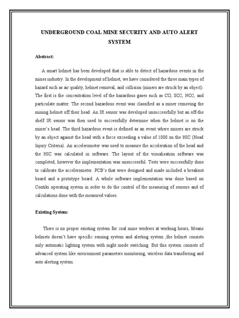 Underground Coal Mine Security and Auto Alert System | Download Free ...