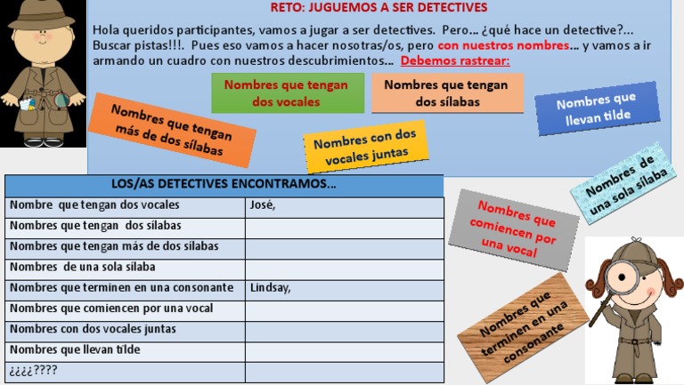 Reto - Juguemos A Ser Detectives | PDF | Lingüística | Voz humana