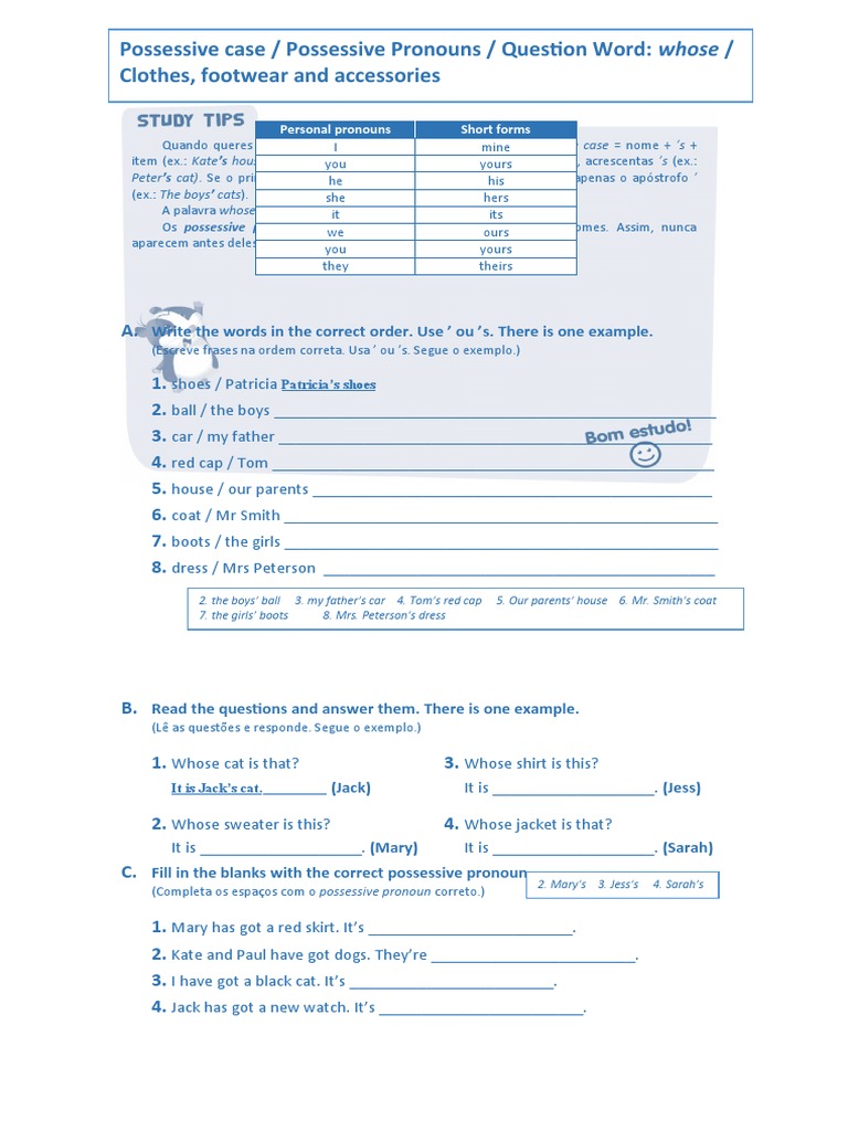 Possessive Case Possessive Pronouns Whose | PDF | Linguistics ...