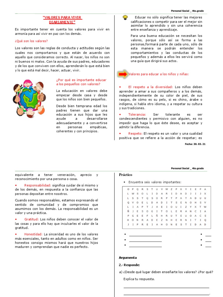 Practica de Valores para Convivir en Armonía | PDF | Tolerancia | Aprendizaje