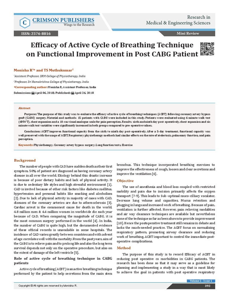 Jurnal 1 ACBT | PDF | Coronary Artery Bypass Surgery | Medicine