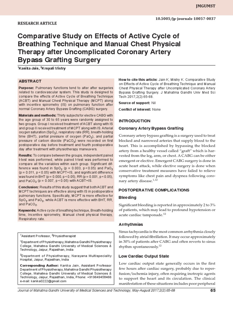 Jurnal 3 ACBT | PDF | Coronary Artery Bypass Surgery | Breathing