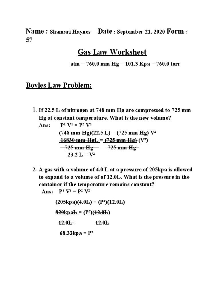 Physics Work On Boyle's Law 1 | PDF