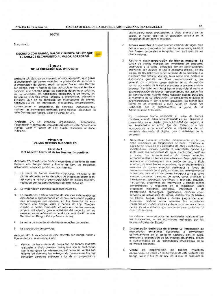 Decreto 1436 GO 6152 - IVA | PDF | Impuestos | Reaseguro
