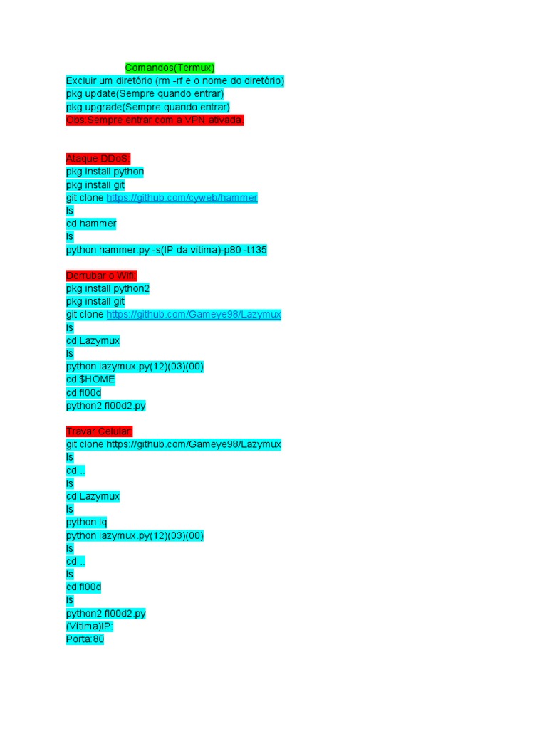 Termux Commands Guide | PDF | Ciberespaço | Informática