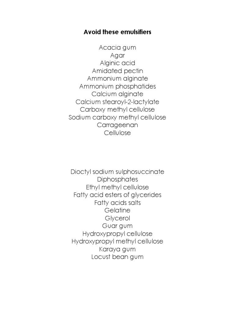 Avoid These Emulsifiers Pdf