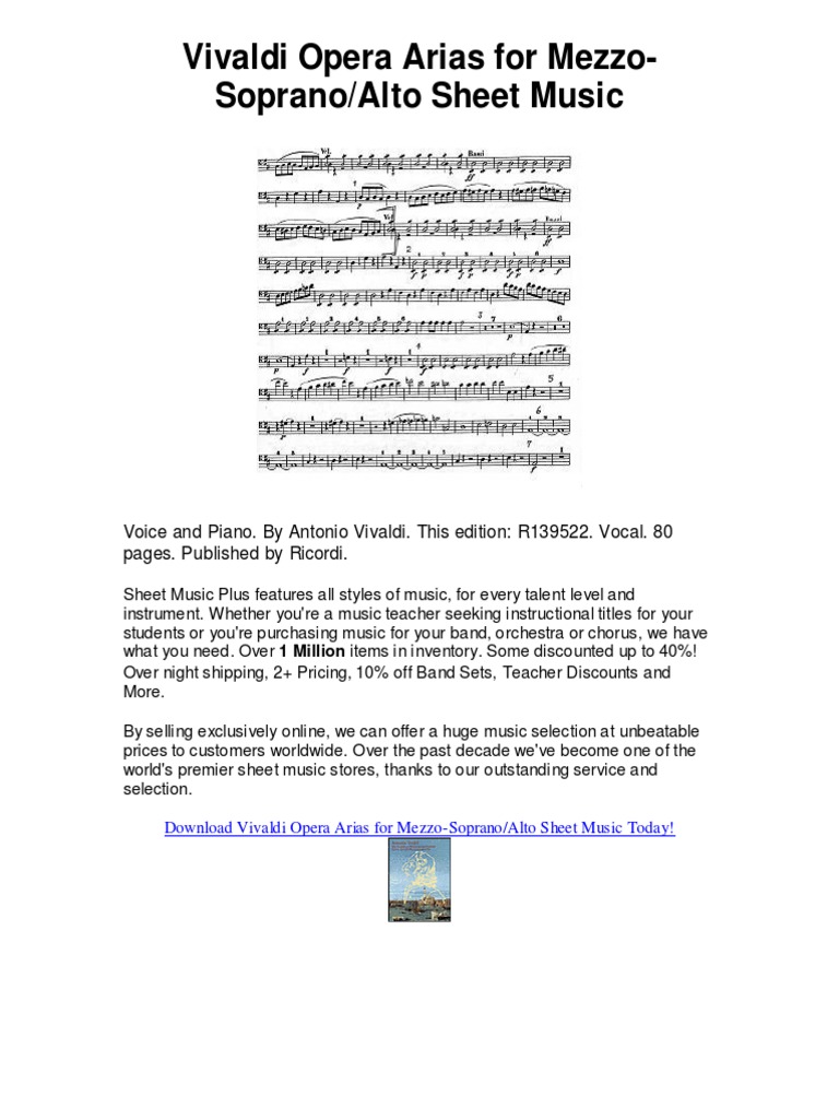 Vivaldi Opera Arias For Mezzo-Soprano Alto Sheet Music | PDF