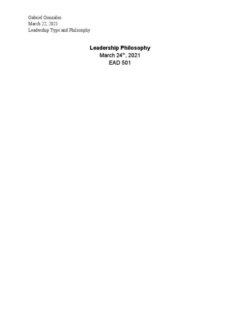 Leadership Philosophy | PDF | Servant Leadership | Leadership