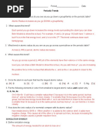 Periodic Trends Worksheet | PDF | Chemical Elements | Ion