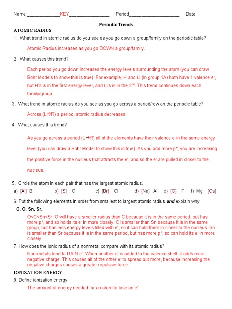 Periodic Trends Atomic Radius | PDF | Periodic Table | Energy Level