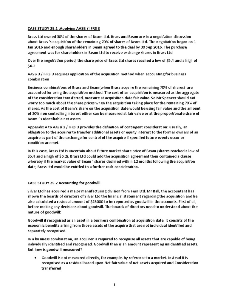 Module 5 Case Studies Pdf Goodwill Accounting Mergers And